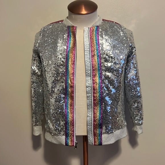 JoJo Siwa | Jackets & Coats | Girls Xl Jojo Siwa Silverrainbow Sequin ...